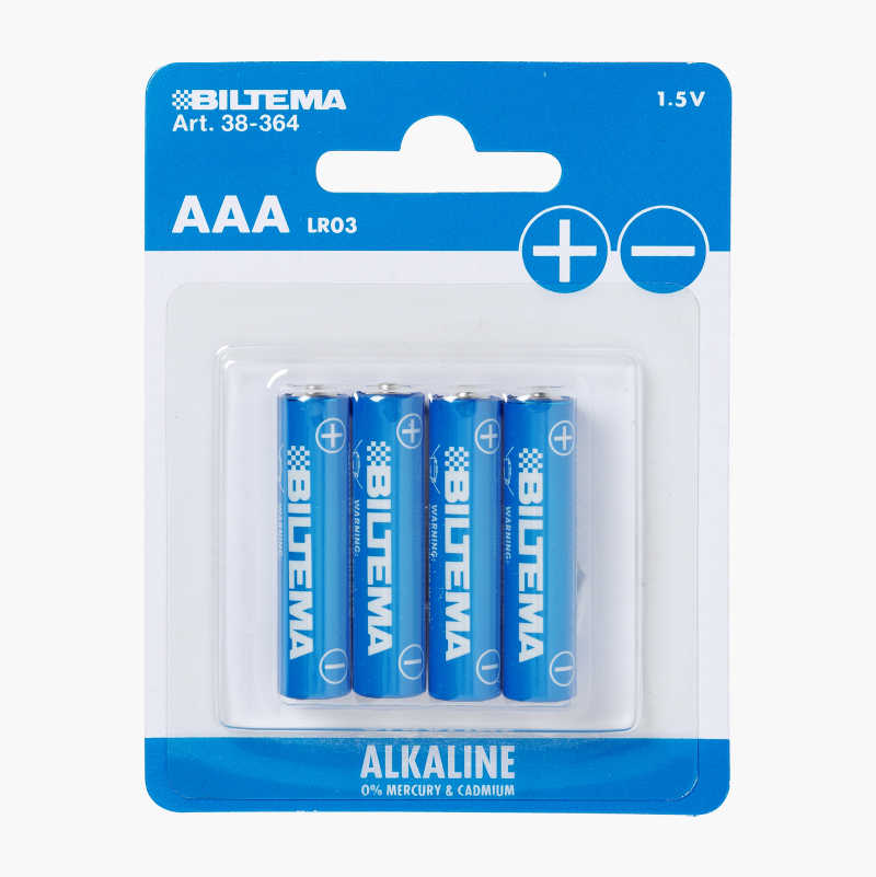 AAA/LR03 Alkaliskt batteri, 4-pack - Biltema.se