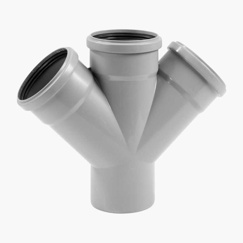 Drainage pipe, double branch 45°, 110 mm - Biltema.dk