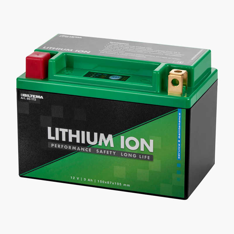 MC-batteri Litium LiFePO4, 12 V, 3 Ah, 150 x 87 x 105 mm - Biltema.fi