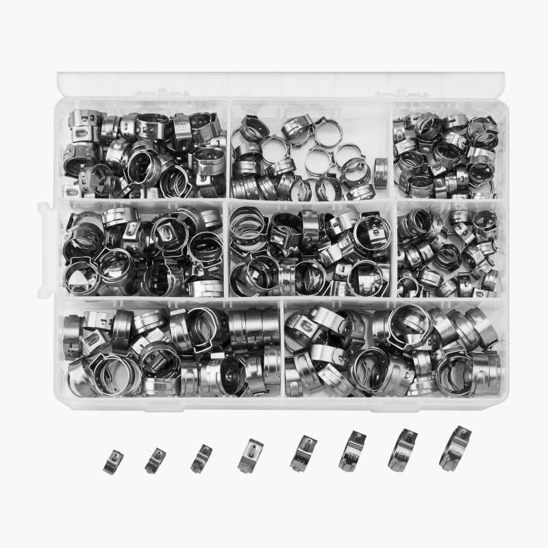 Slangeklemme, rustfritt, ett øre, Ø7,0–16,2 mm, 240 stk. - Biltema.no