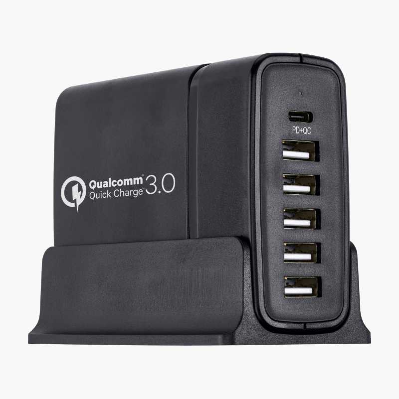 USB-ladestation med 6 udgange, Type A & C, PD og QC 3.0, 59 W - Biltema.dk