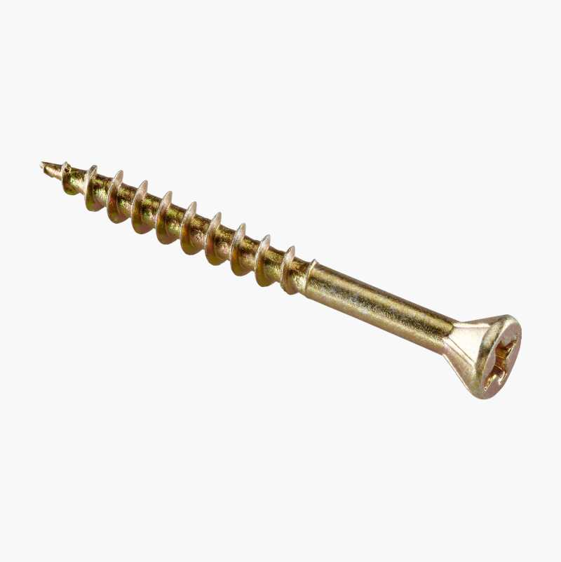 Skirting screw 3.2 x 25 mm, yellow chromate plated, 500 pcs - Biltema.no