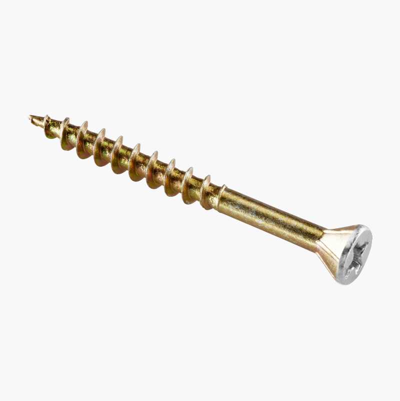 Skirting screw 3.2 x 45 mm, yellow chromate plated, 500 pcs - Biltema.se