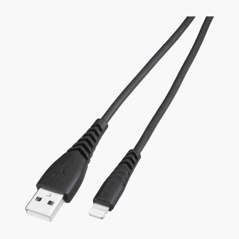 USB-johto ja Lightning–liitin, 1 m, musta - Biltema.fi