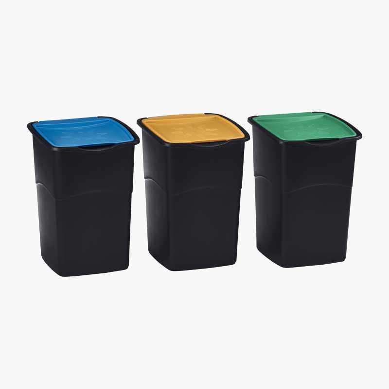 Waste sorting bins, 3 x 50 litre - Biltema.dk