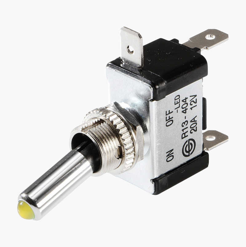 Toggle switch, green LED, 12 V, 20 A - Biltema.no