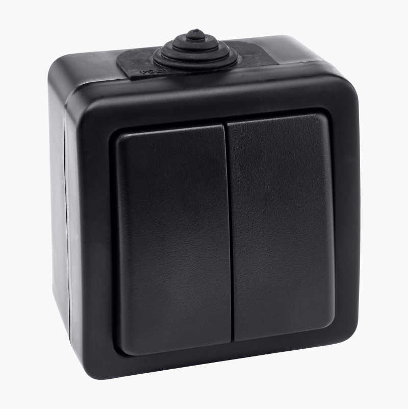 Outdoor Switch, double, black - Biltema.fi