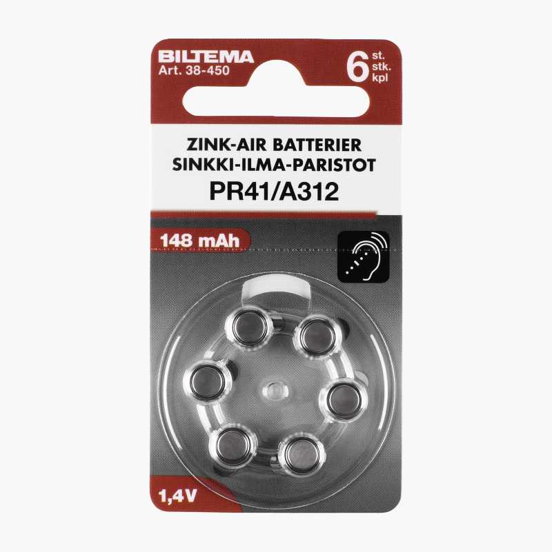 PR41 Sinkki-ilma-paristo, 6-pakk. - Biltema.fi