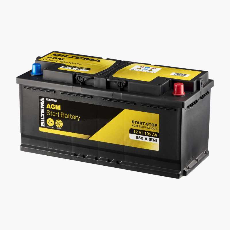 Startbatteri AGM, 12 V, 105 Ah - Biltema.se