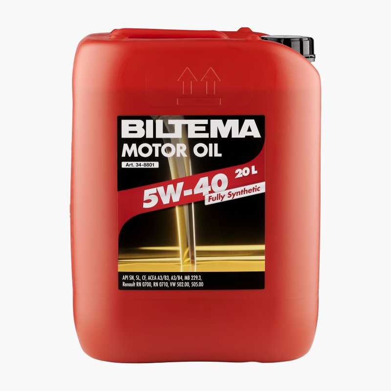 Fully synthetic motor oil 5W-40, ACEA A3/B3, A3/B4, 20 litre - Biltema.se