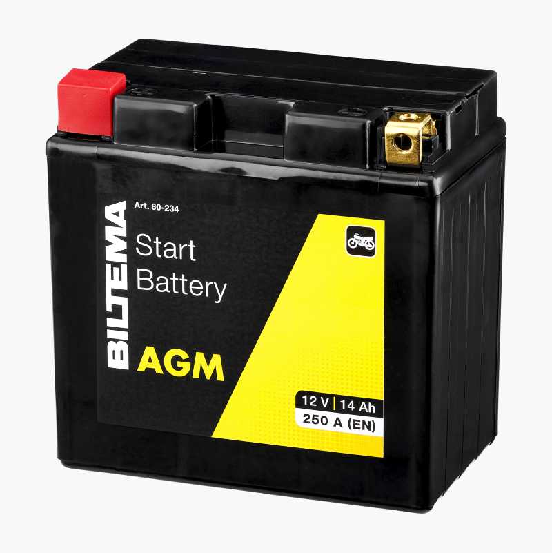 MC battery AGM, 12 V, 14 Ah, 150 x 87 x 147 mm - Biltema.fi