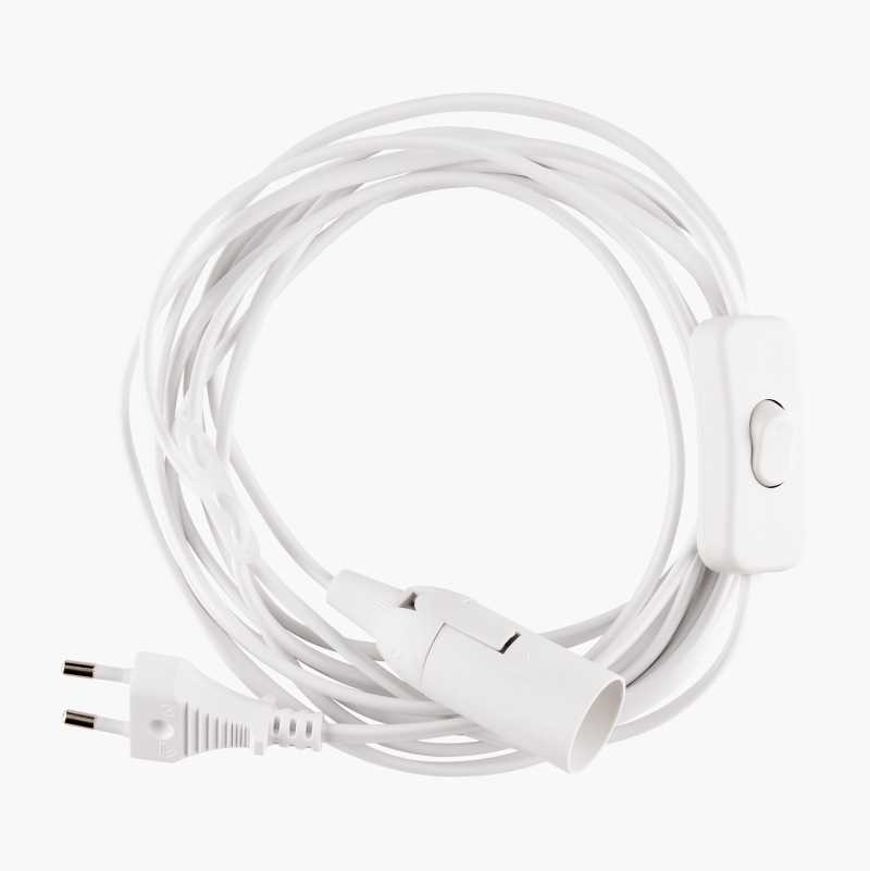 Lampeledning med afbryder, E14, hvid - Biltema.dk