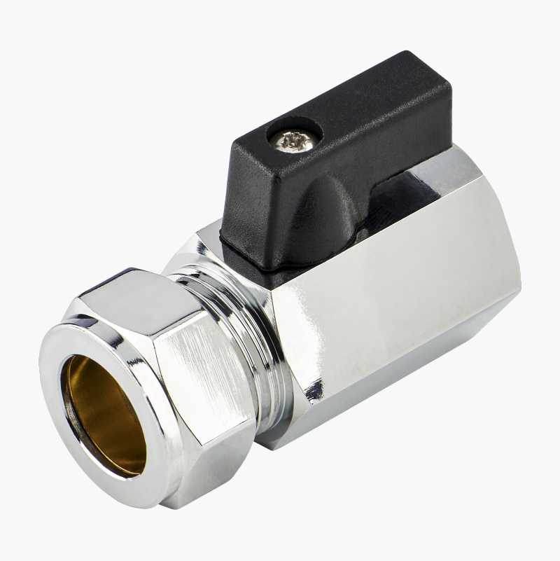 Mini ball valve, straight, 12 x 1/2" - Biltema.no