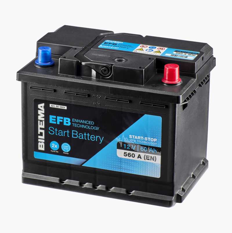 Startbatteri EFB, 12 V, 60 Ah - Biltema.no