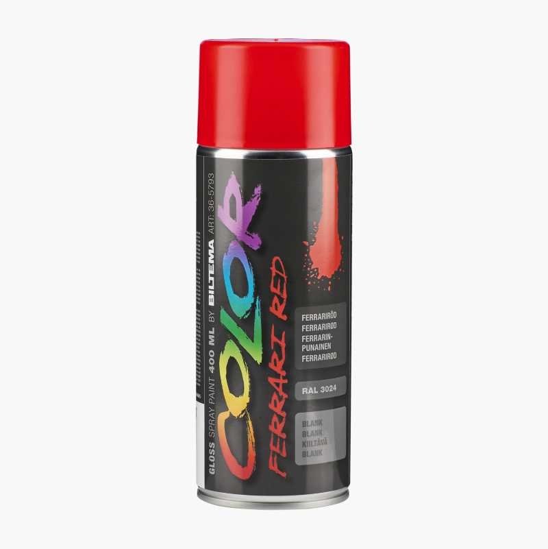 Sprayfärg, Ferrariröd RAL 3024, 400 ml - Biltema.se