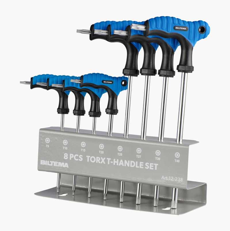 Torx-nøgler med T-håndtag, T9–T40, 8 stk. - Biltema.dk