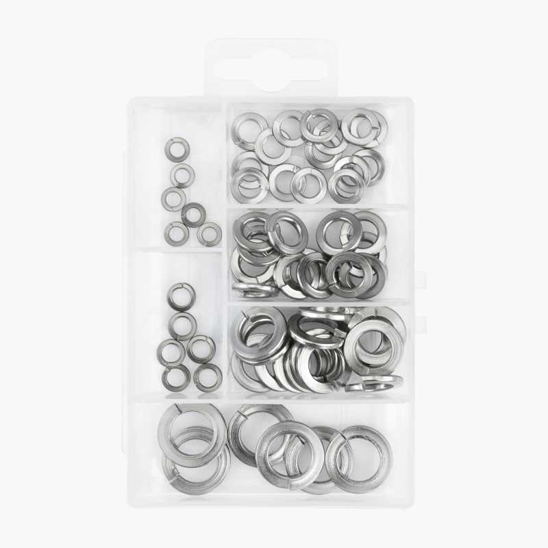 Spring washer set, stainless steel A4, 63 parts - Biltema.dk
