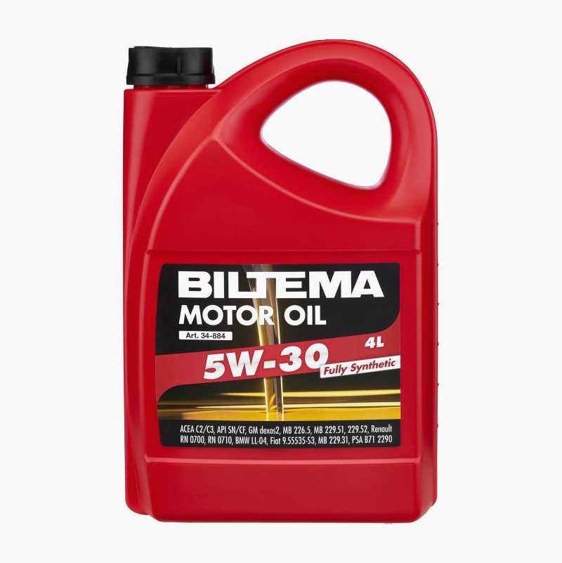 Fully synthetic motor oil 5W-30, ACEA C2, C3, 4 litre - Biltema.fi