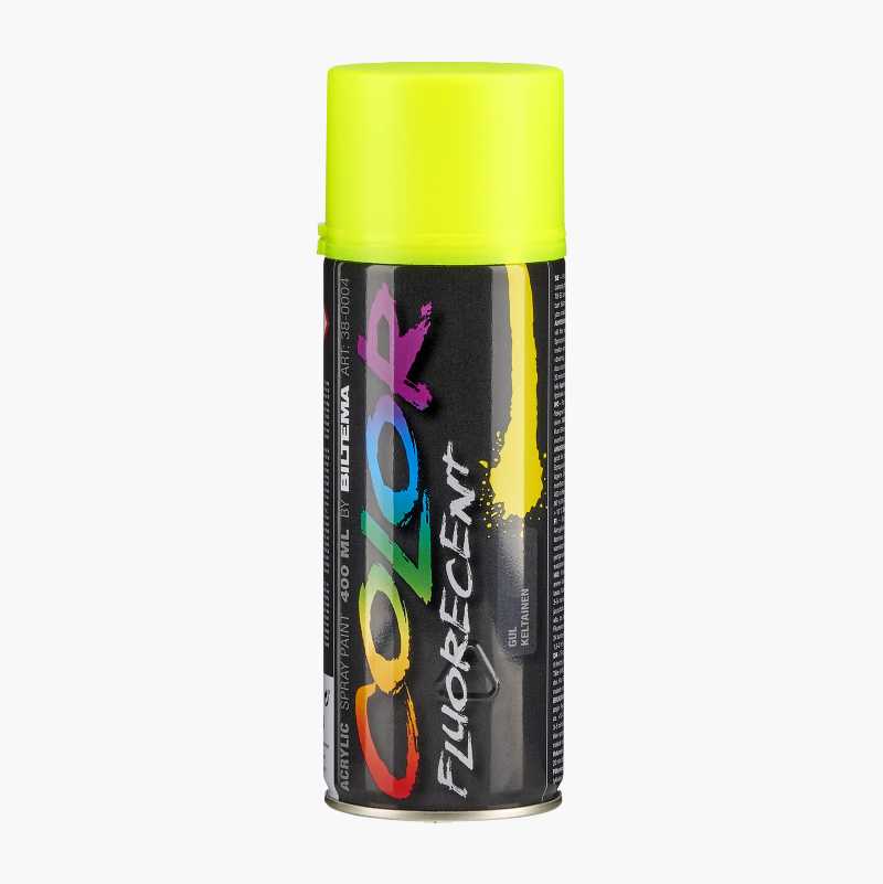 Spraypaint, fluorescent, yellow, 400 ml - Biltema.no