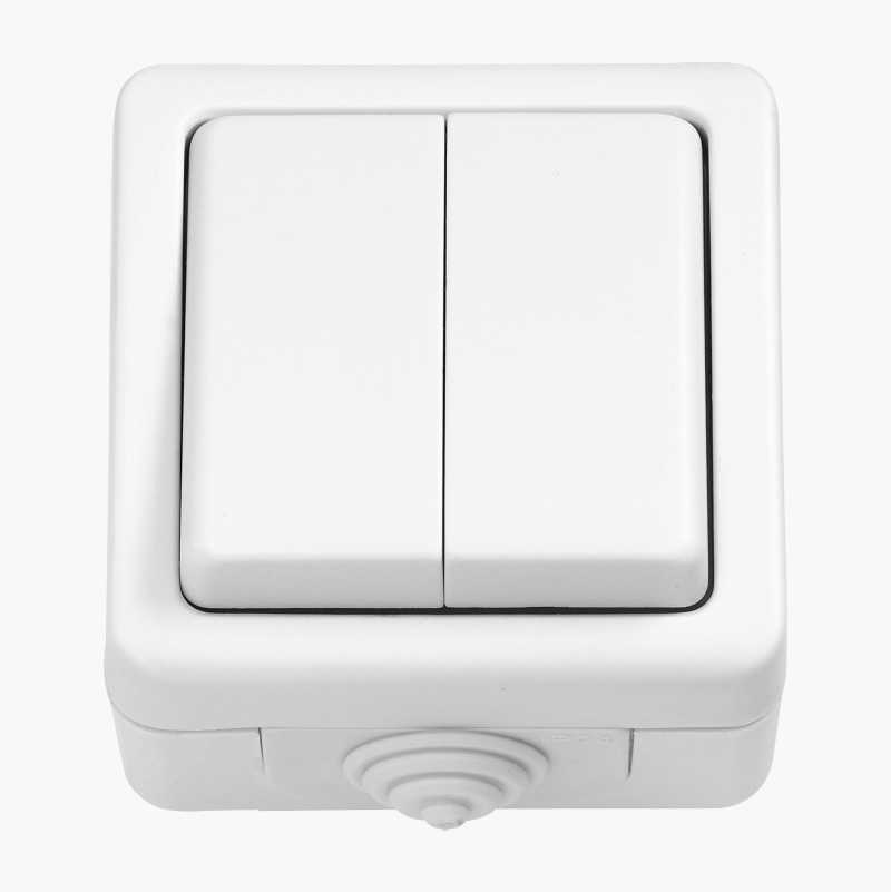 Outdoor Switch, double, white - Biltema.dk