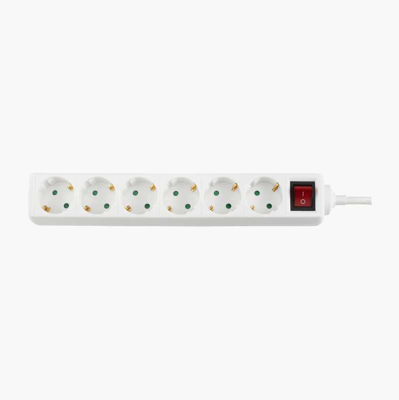Multi-socket with switch, 6-way, white - Biltema.no