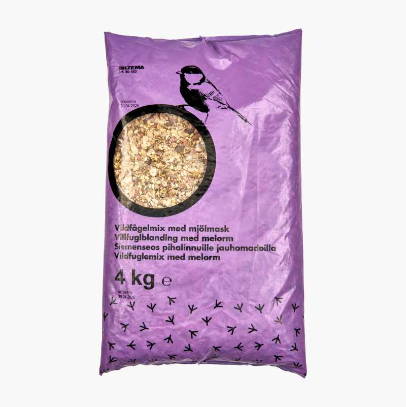 Vildfuglemix med melorm, 4 kg - Biltema.dk
