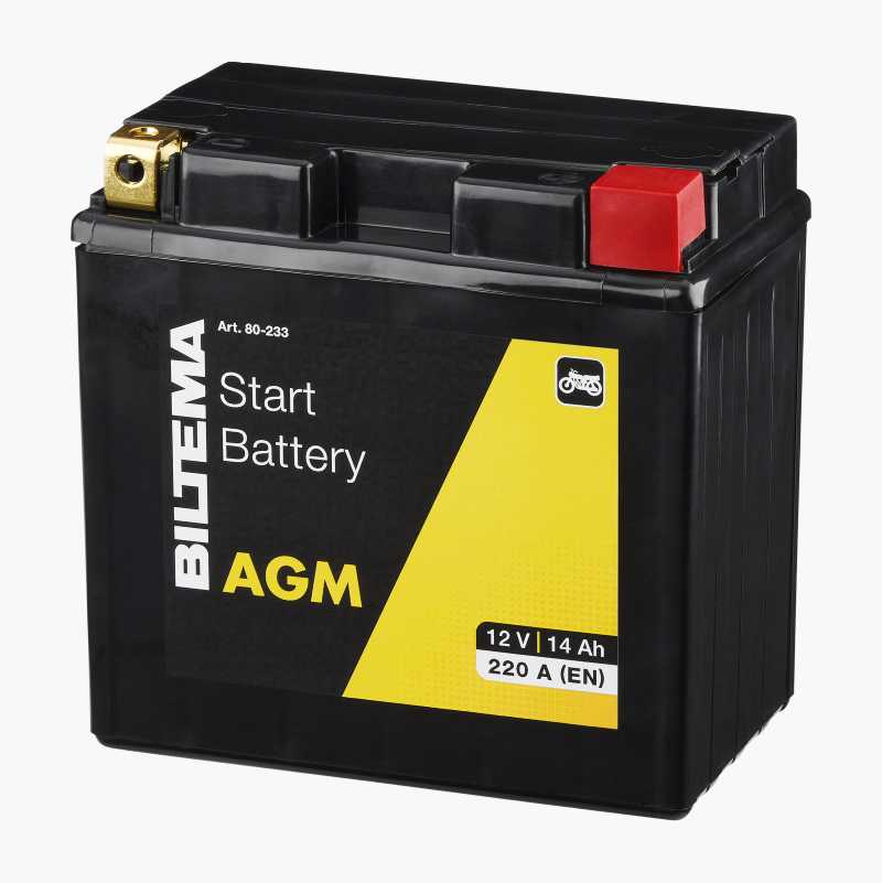 MC-batteri AGM, 12 V, 14 Ah, 150 x 87 x 147 mm - Biltema.no