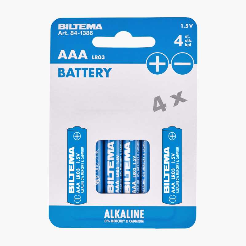 AAA/LR03 Alkaline Batteries, 4-pack - Biltema.dk