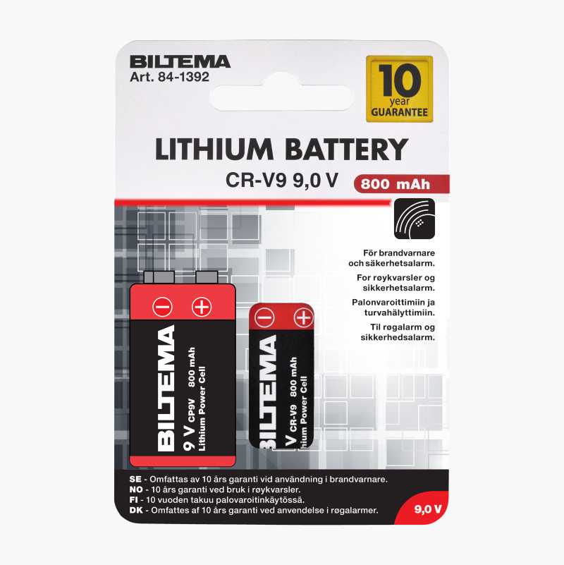 Litiumbatteri, 9 V - Biltema.dk
